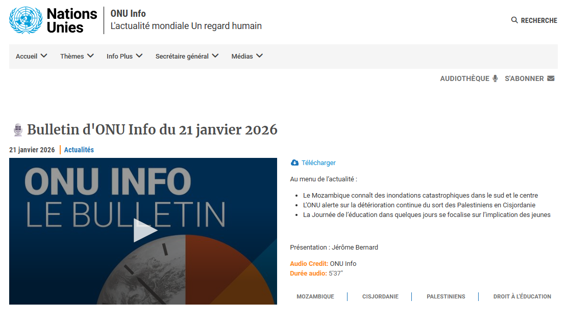 Eco Radio sur ONU info 25/26 – Éco Radio