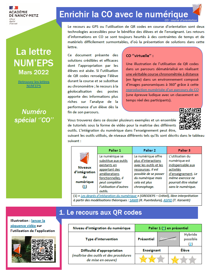 Lettres NUM’EPS – Education Physique et Sportive – Nancy-Metz